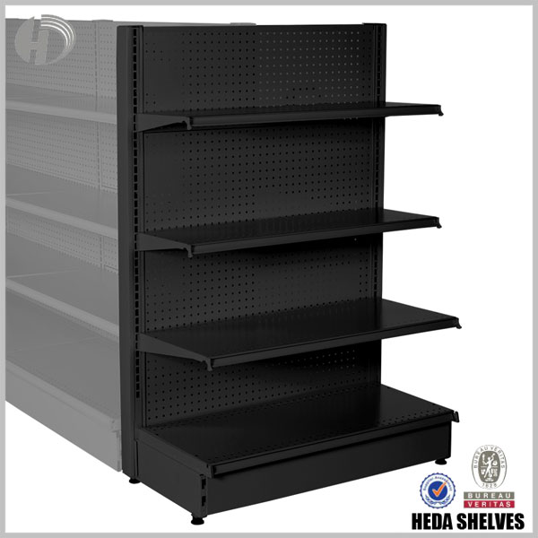 Black Gondola Shelving With Pegboard Panels - HEDA SHELVES