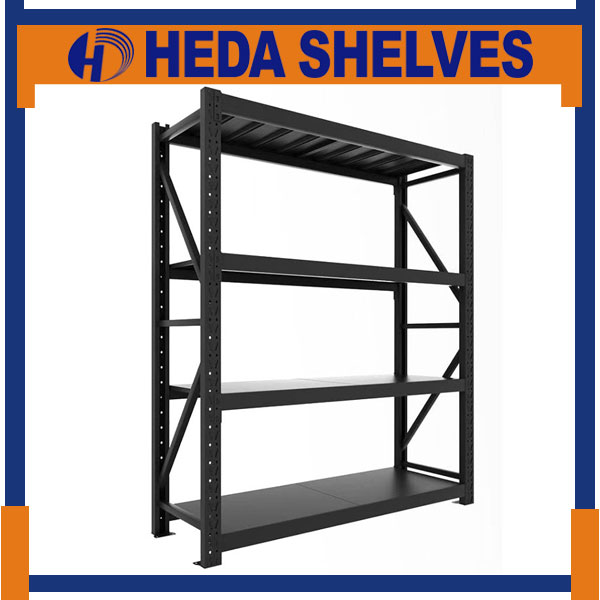 All Black Warehouse Storage Racks with Butterfly Hole - HEDA SHELVES