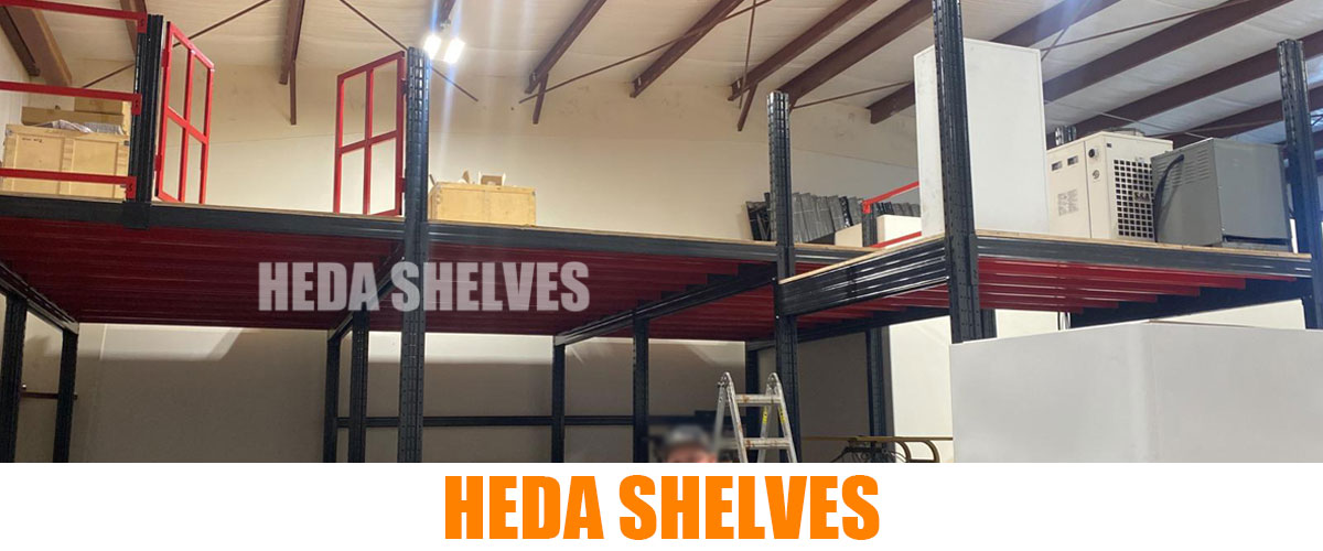 Black+Red Mezzanine & Cantilever Racking System Cases - HEDA SHELVES