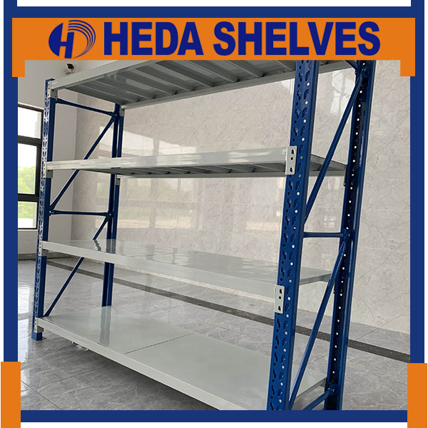 Blue & White 4 tiers Storage Rack for Warehouse - HEDA SHELVES
