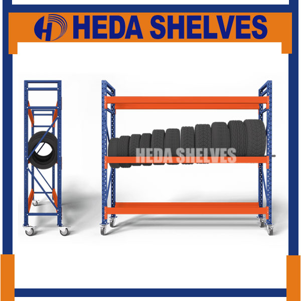Heavy Duty Tire Storage Pallet Rack with Wheels - HEDA SHELVES