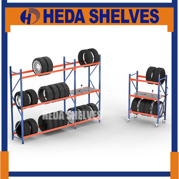 Heavy Duty Tire Storage Pallet Rack with Wheels - HEDA SHELVES