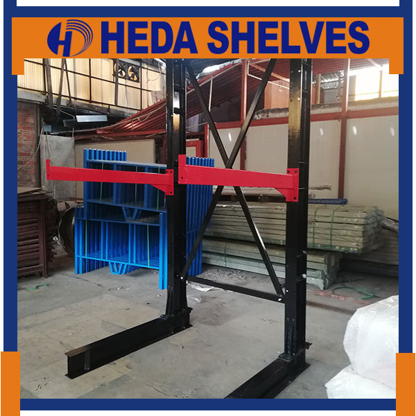 Black & Red Cantilever Racking For Storage Steel Pipe - HEDA SHELVES