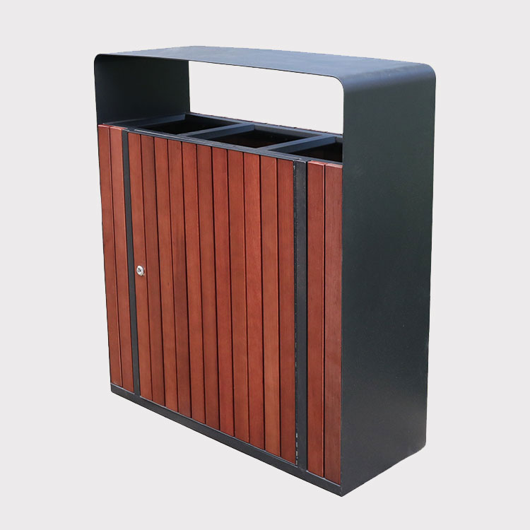 Solid Wood Waste Sorting Bin - Multi-Compartment Recycling