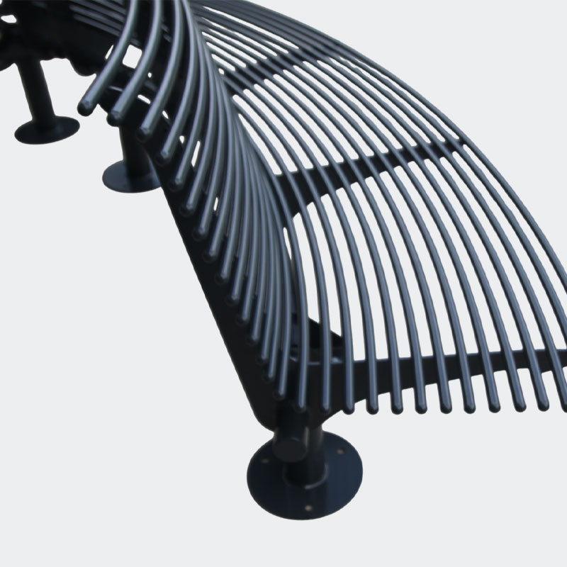 Outdoor Bench with Backrest Galvanized Curved Metal Seating for Parks