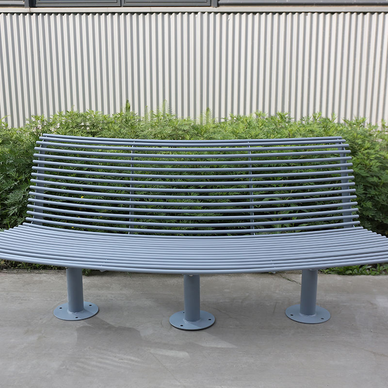 Outdoor Bench with Backrest Galvanized Curved Metal Seating for Parks