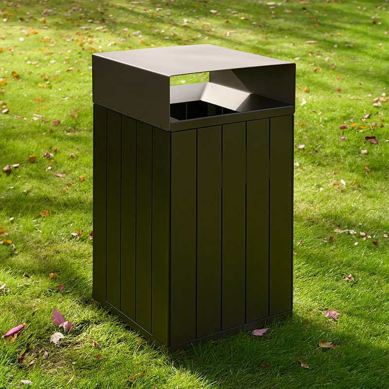 Outdoor Recycling Bin - Wood-Grain Commercial Waste Sorter