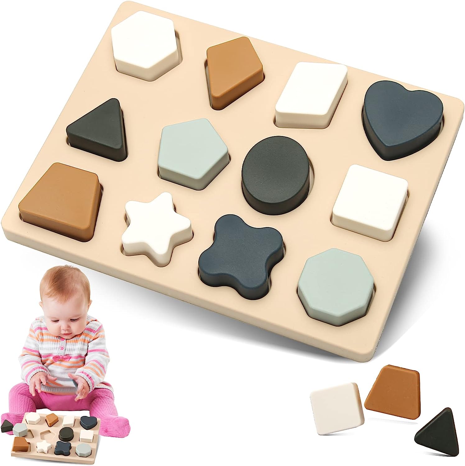 Toddlers Shape Puzzle Montessori Learning Shape Toy Board for Kids ...