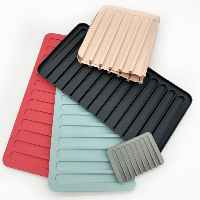Self-Draining 2 in 1 Silicone Drying Mat and Trivet-Premium Space ...