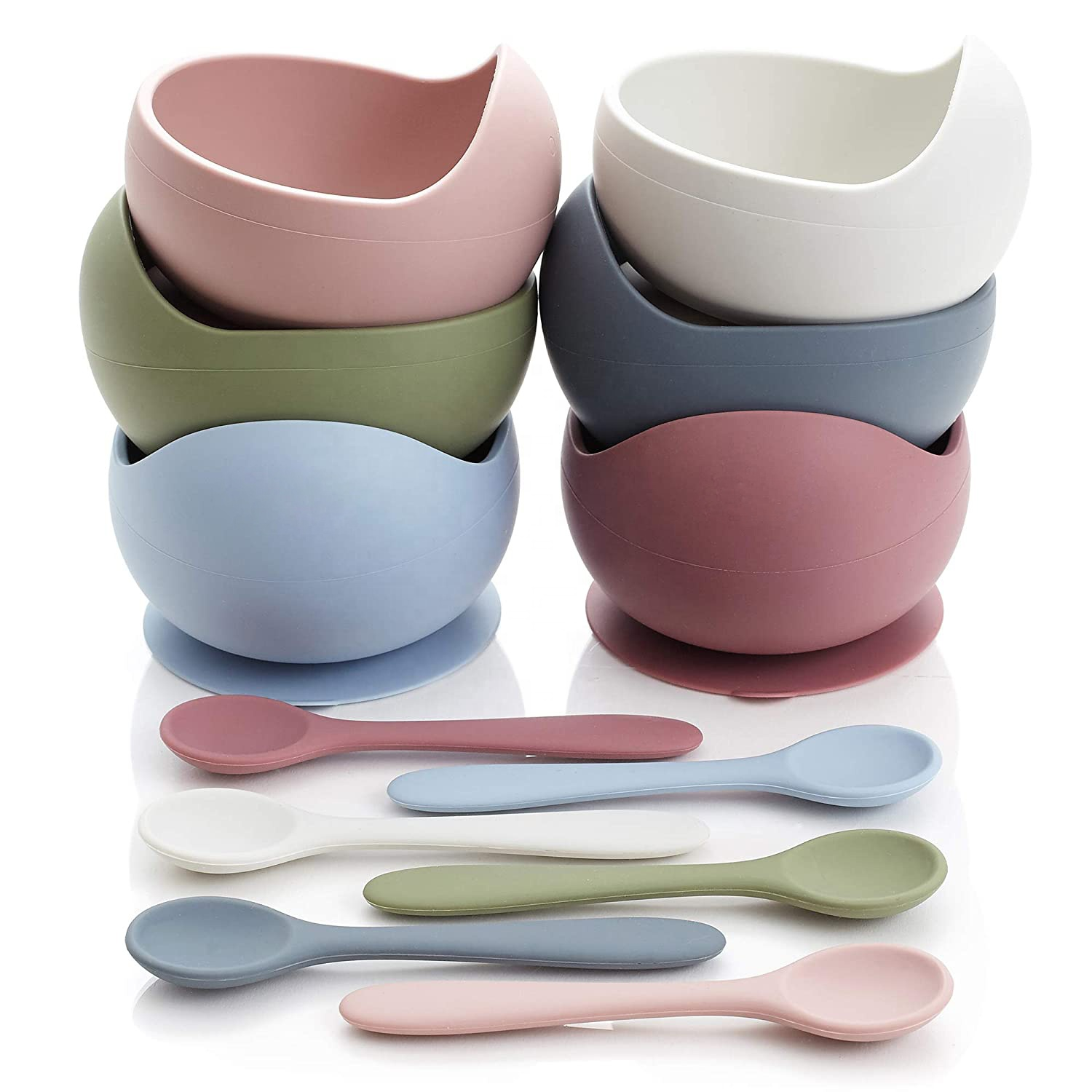 Stay Put Silicone Suction Bowl| with Silicone Spoon BPA Free| bowls ...
