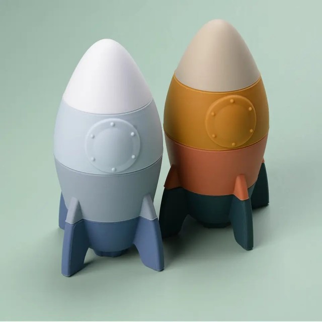 Silicone Rocket Stacking Toy - Space Rocket Toy - Baby Teething Toys -Early Learning Stacking ...
