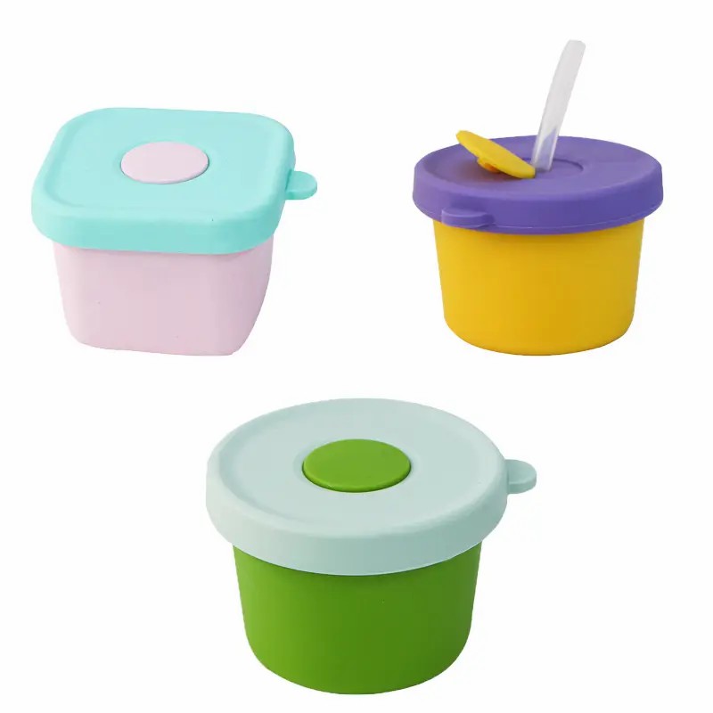 Silicone Baby Cups with Straw & Snack Cup Lid, 8.5 OZ Spill Proof Sippy ...