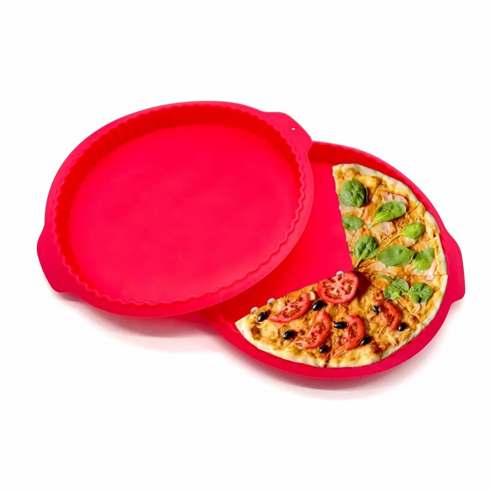 12 Inch Non-Stick Pizza Tray-With Silicone Handle,Carbon Steel Without ...