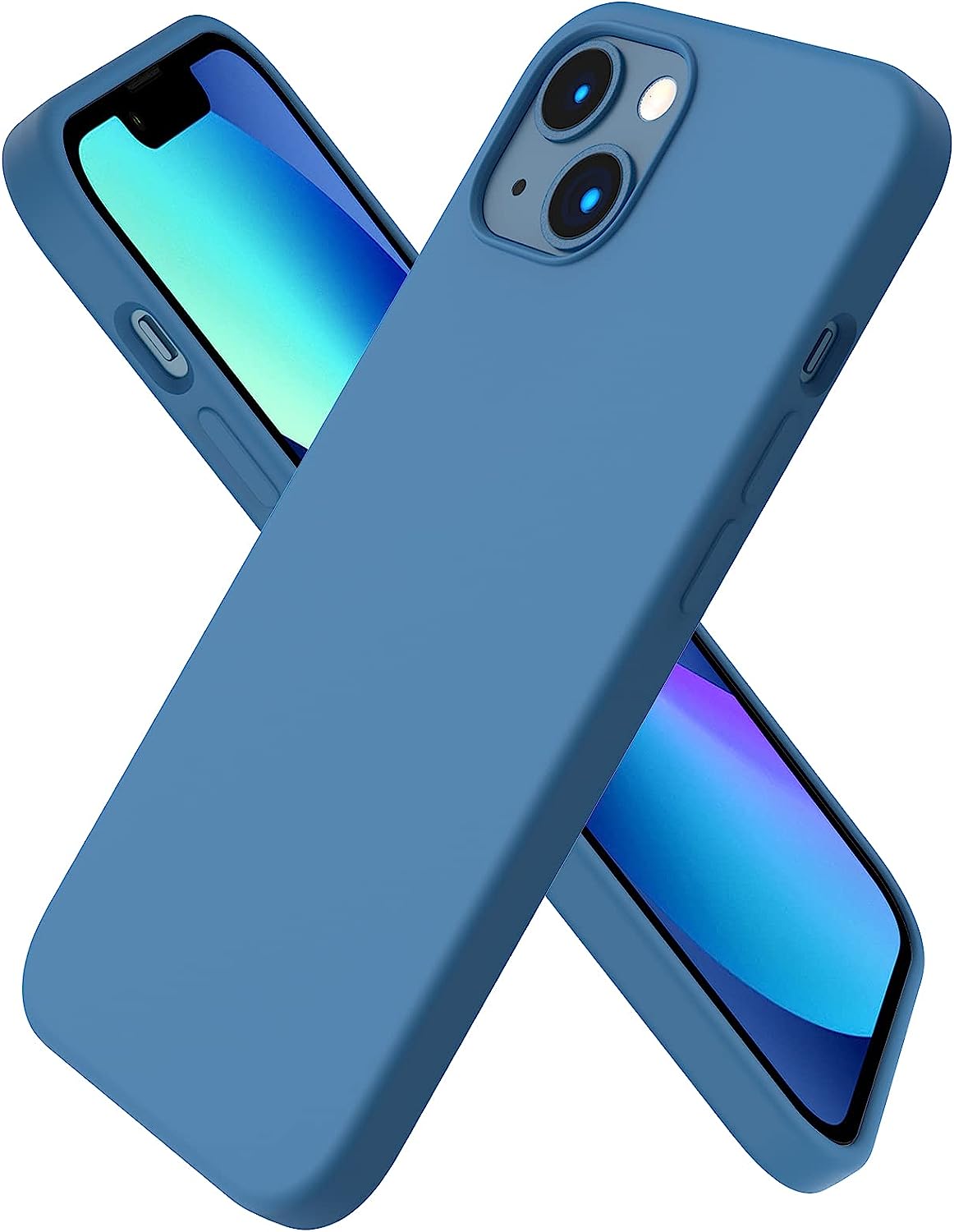 Compatible with iPhone 13 Case 6.1, Slim Liquid Silicone 3 Layers Full ...