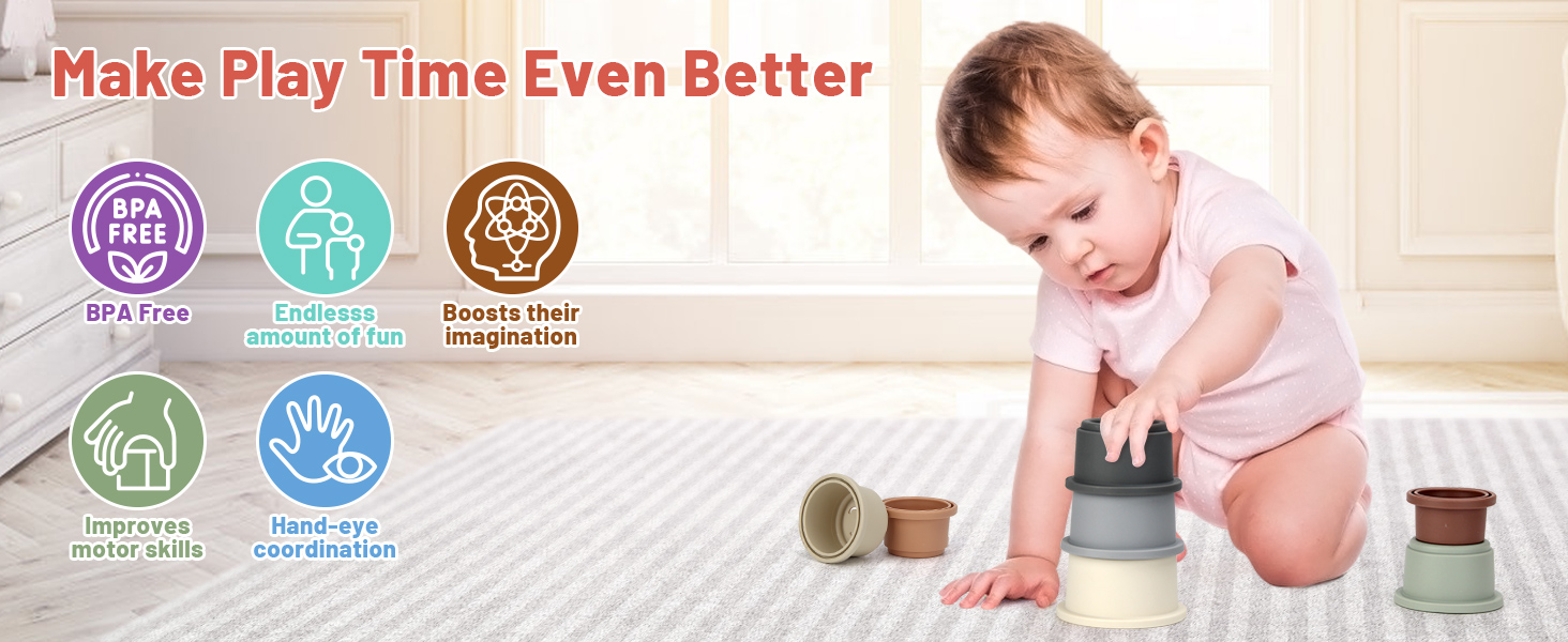 Stacking Cups Baby Building Toy, Nesting Cup Early Educational Toddlers ...