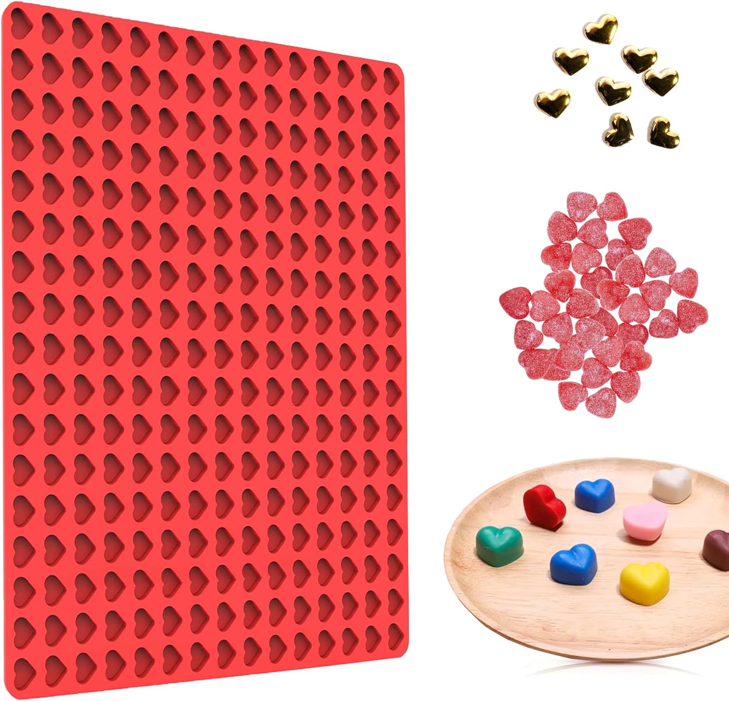 Mini Heart Mold - Gummies Molds Silicone Mat Mini Hearts Cute Silicone ...