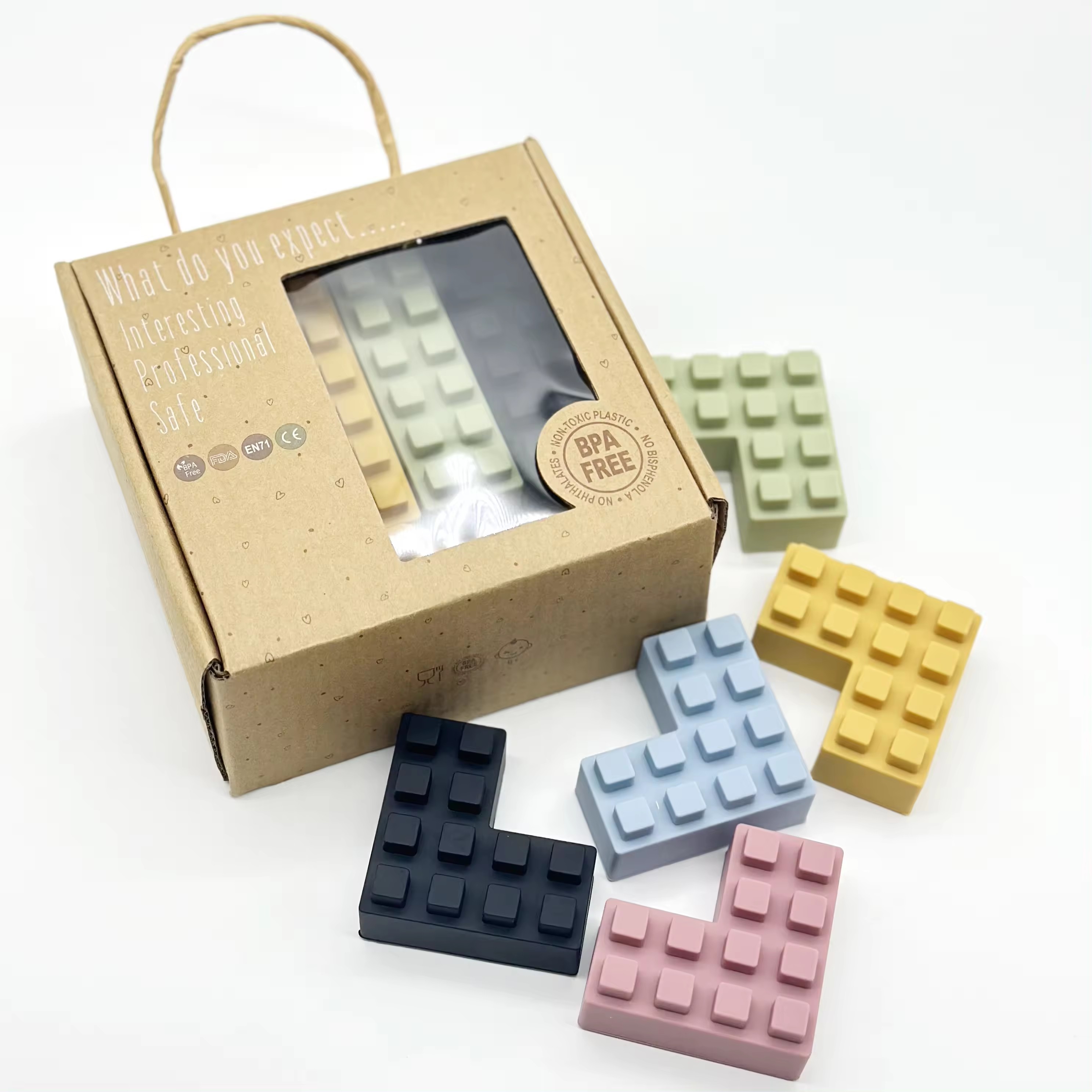 Stacking Toys Soft Building Blocks, Silicone Montessori Educational Toy ...