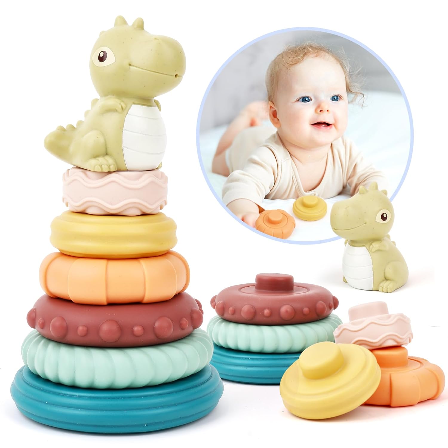 Stacking & Nesting Baby Toys: Squeeze Teething Baby Toys and Building ...