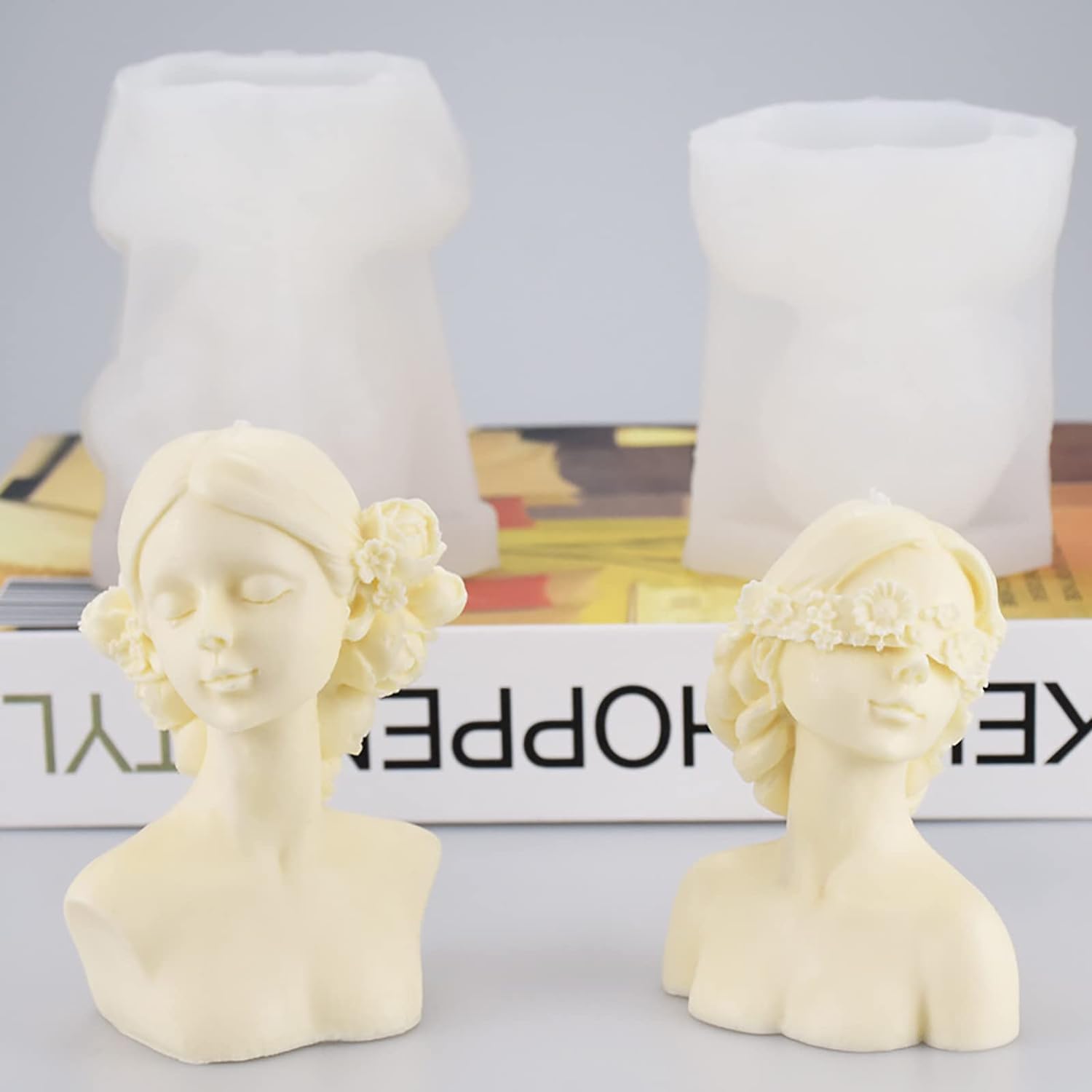 Braid Girl Shape Portrait Candle Mold Girl Silicone Mold for Candles ...