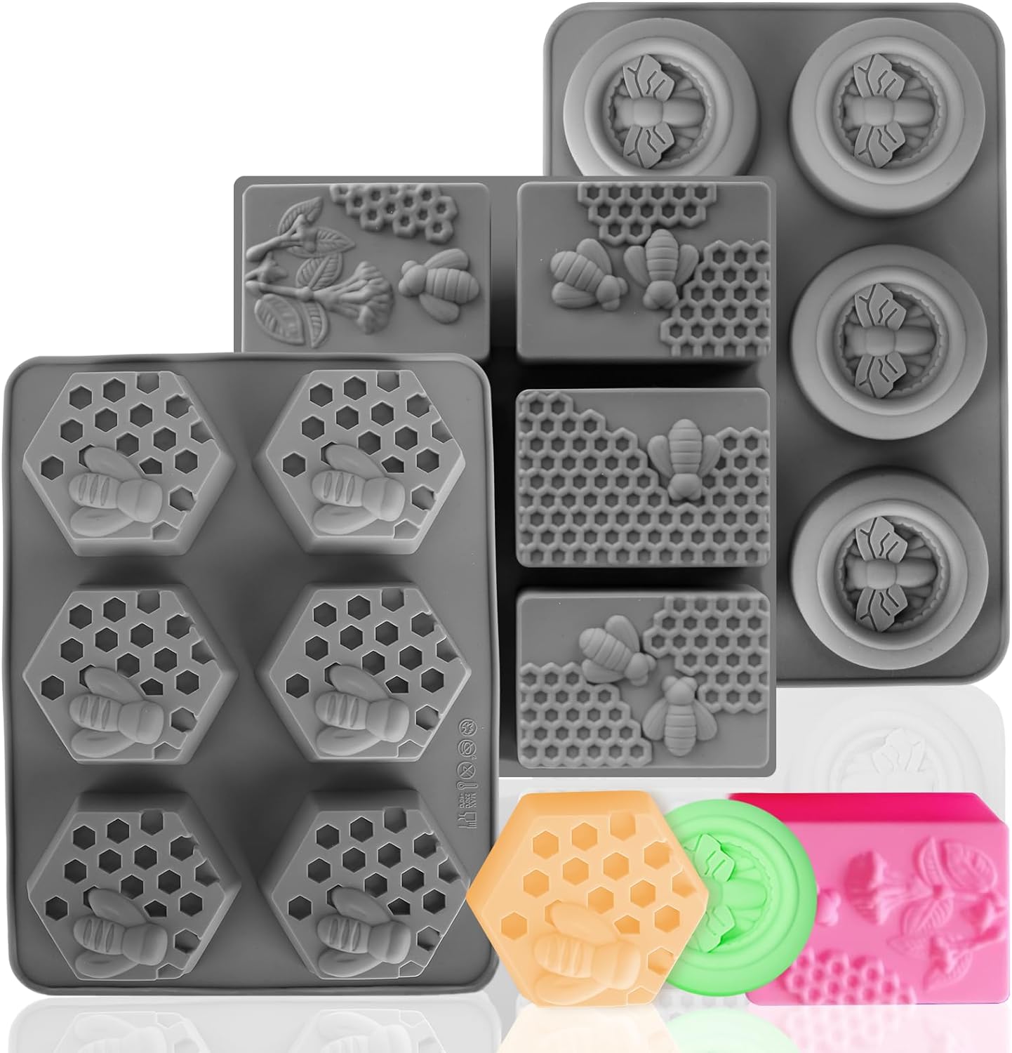 3D Bee Silicone Soap Molds, Hexagonal Honeycomb Silicone Molds for ...
