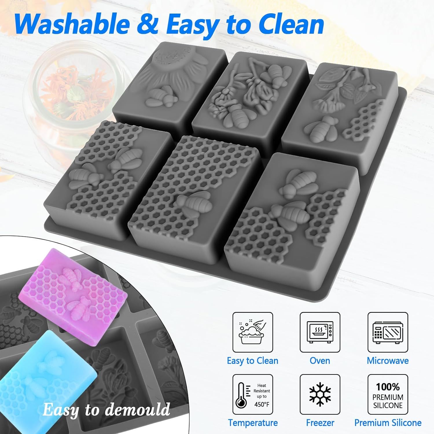 3D Bee Silicone Soap Molds,3D Bee Silicone Soap Molds, Hexagonal ...