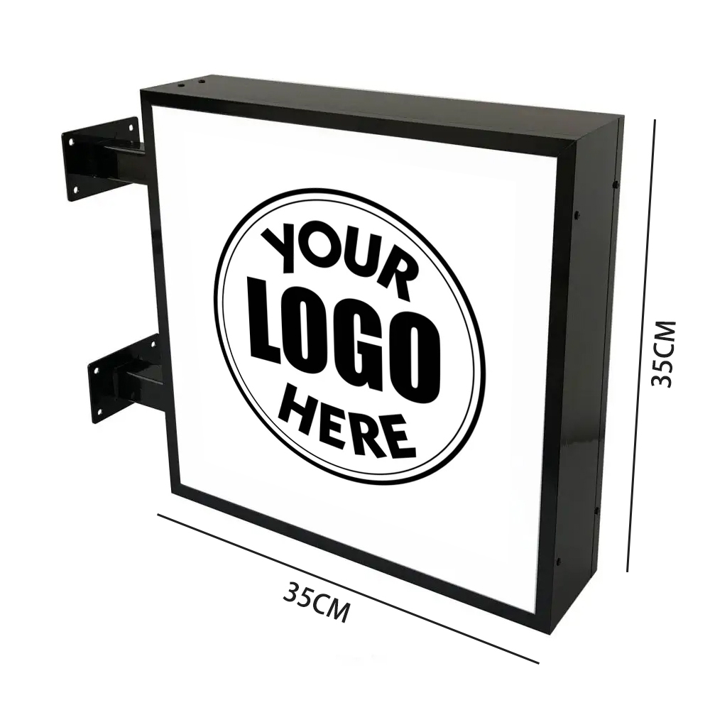 Double-Sided Light Box Wall Mounted Square LED Light Box 35x35cm