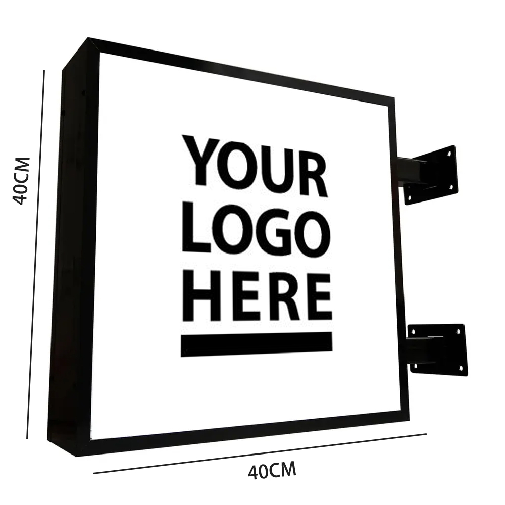 Double-Sided Light Box Wall Mounted Square LED Light Box 40x40cm