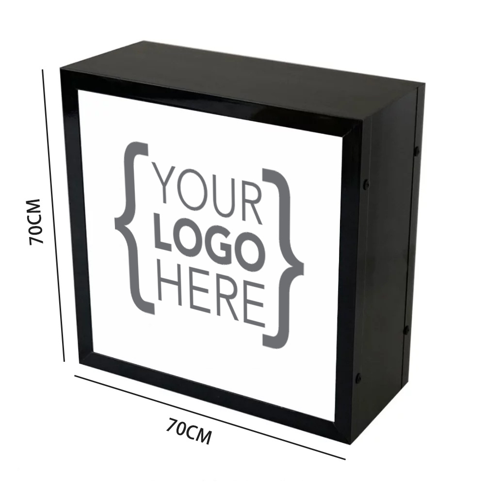 Double-Sided Light Box Wall Mounted Square LED Light Box 70x70cm