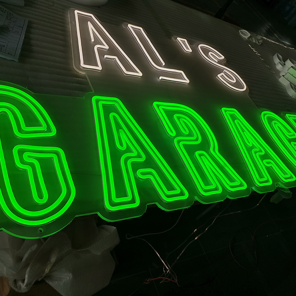 Double line Flexible Neon with clear acrylic back advertising neon ...