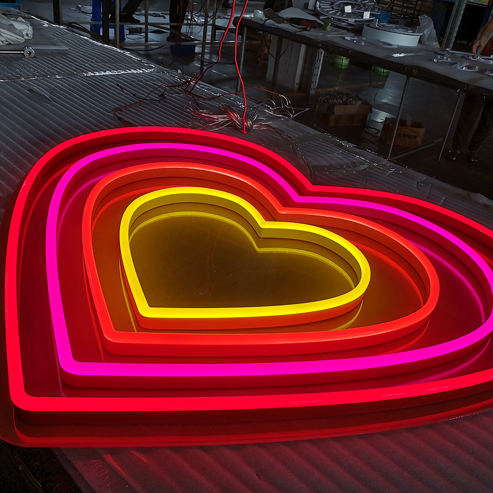 Outdoor Acrylic Neon lighting waterproof party neon lighting heart logo ...