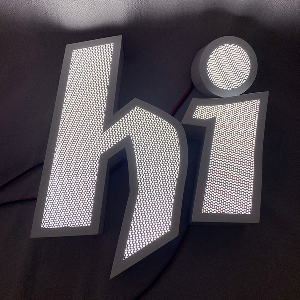 Customized Perforated face illuminated channel letters rim face lit ...