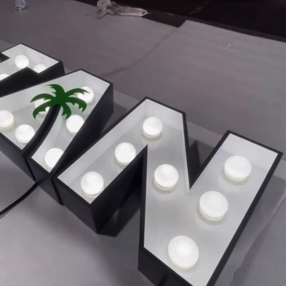 Customized Led Bulb Channel Letters logo led face illuminated metal ...