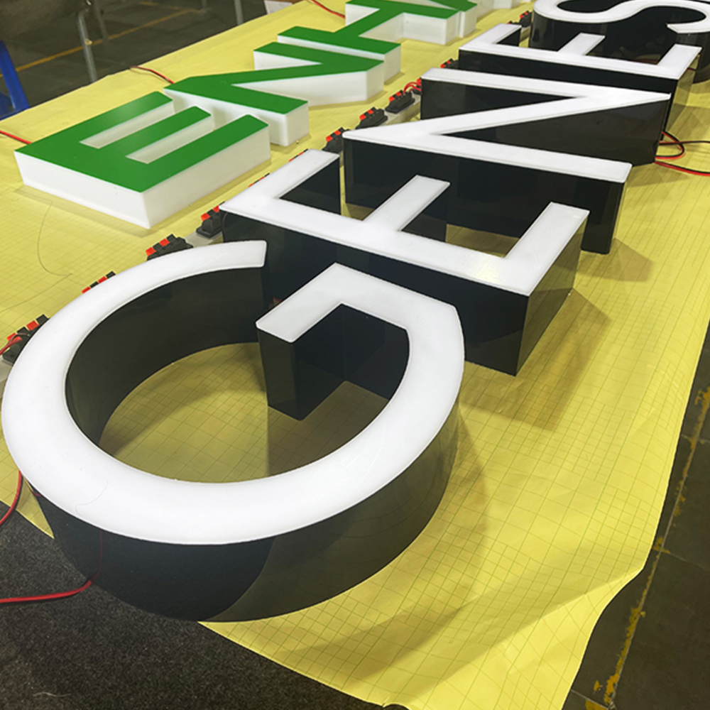 Customized face illuminated signage waterproof acrylic channel letters ...