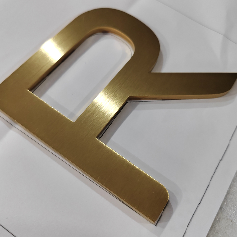 Electroplated Gold Flat Cut Letters 3d metal signage stainless steel ...
