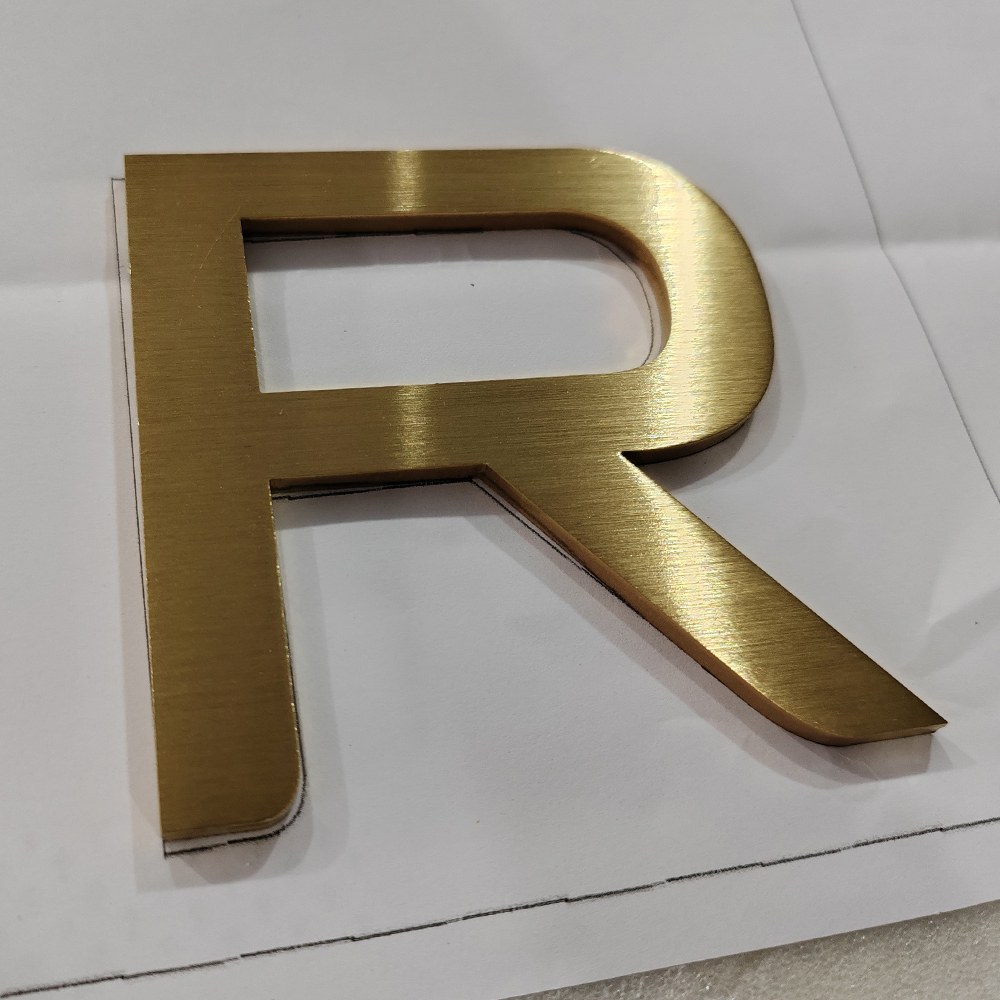 Electroplated Gold Flat Cut Letters 3d metal signage stainless steel ...
