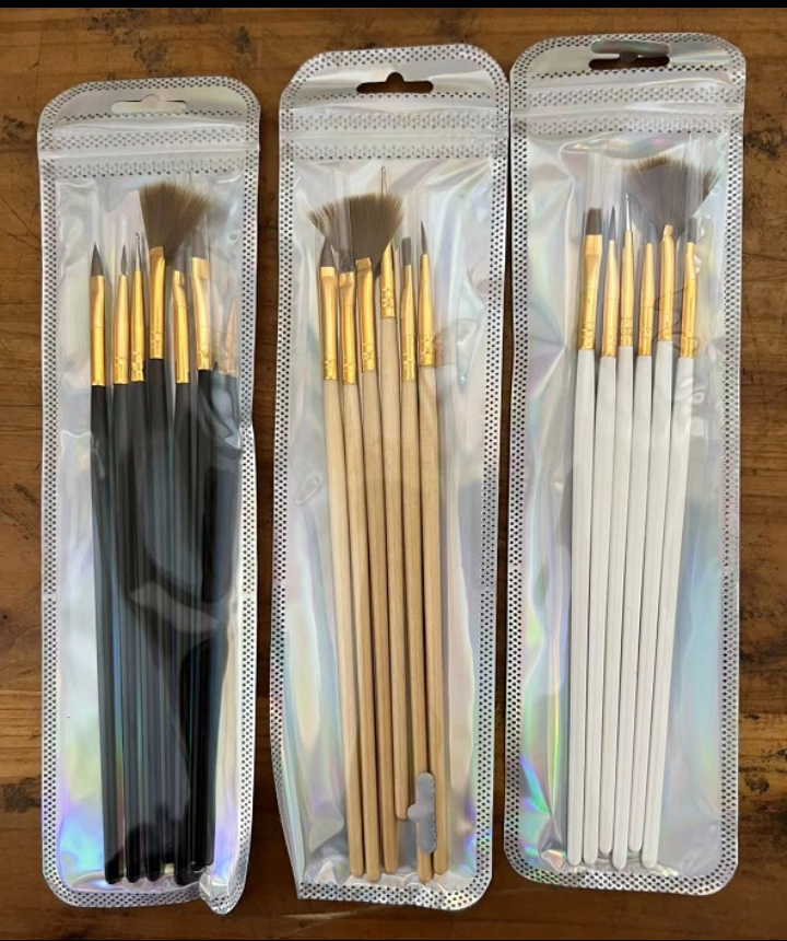 Kit de pinceles para mano alzada/ paquete x12 bolsitas con 5 pinceles