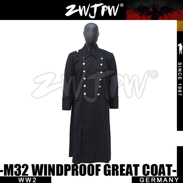 WWII WW2 GERMAN WH SS M32 BLACK WOOL OUTDOOR WINDROOF GREATCOAT COAT