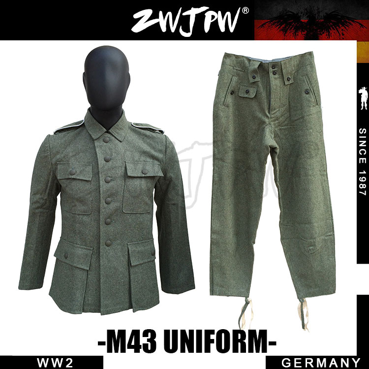 WW2 WWII GERMAN M43 WH SS FIELD-GRAY WOOL JACKET AND TROUSERS UNIFORM