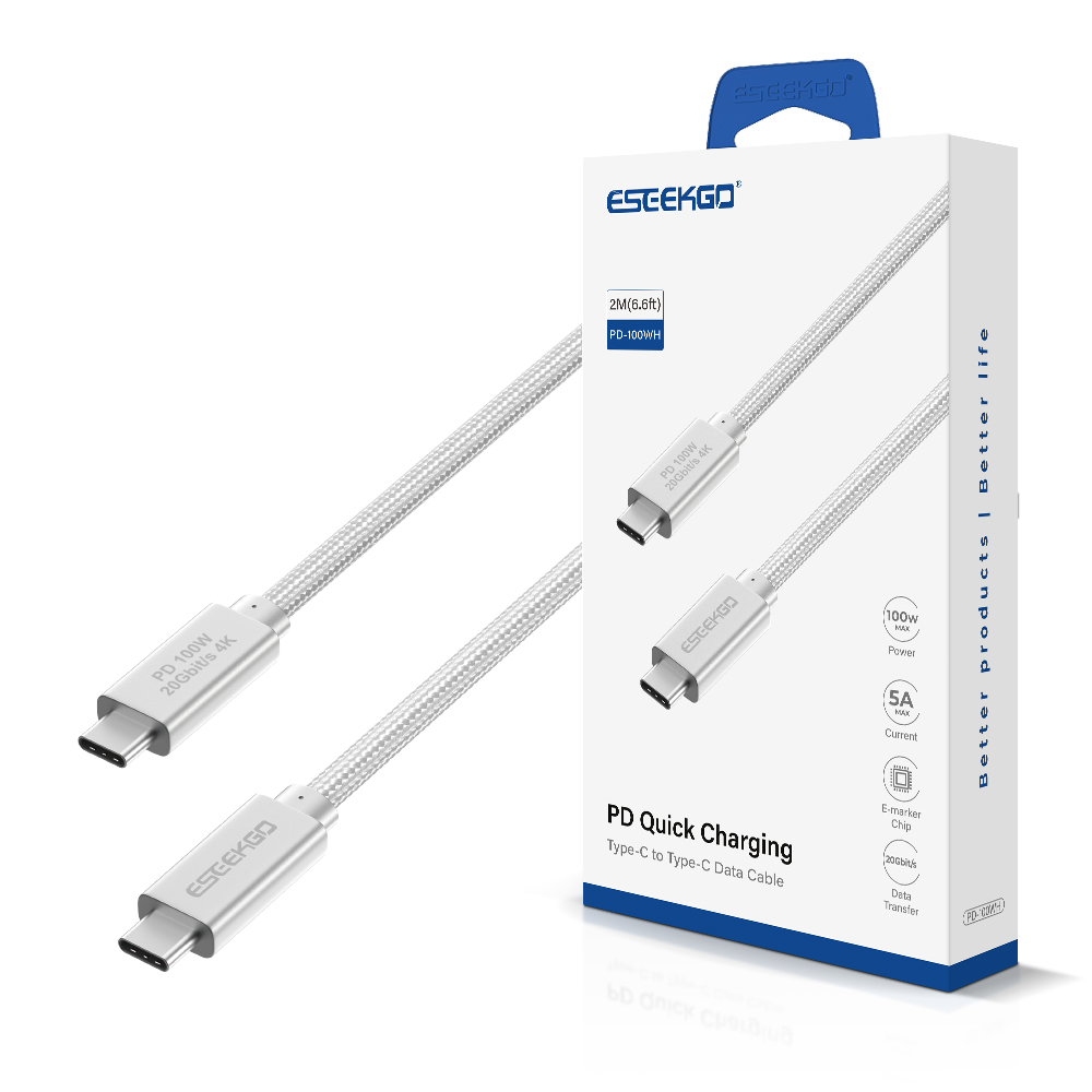 ESEEKGO PD-100WH USB-C To USB-C 100W/5A 3.3FT/6.6FT Data Cable