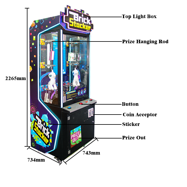 Arcade Game Coin Operated Brick Stacker Prize Machine | Prize Machine ...