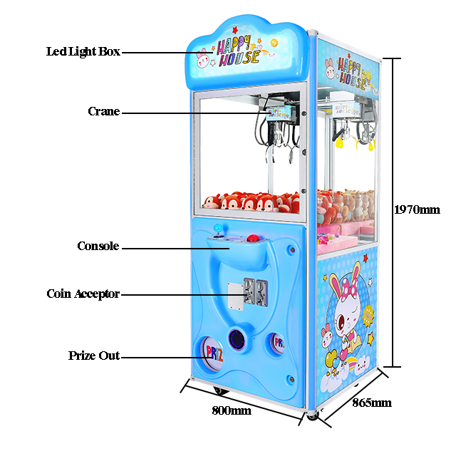 Coin Operated Game Middle Toy Plush Double Claw Crane Machine "Happy ...