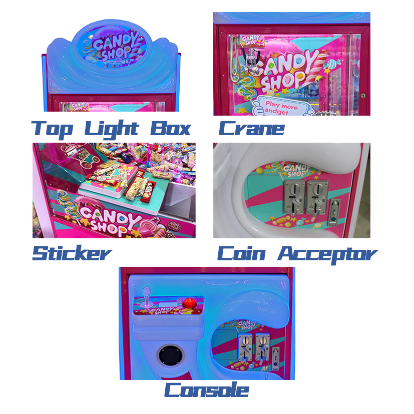 Arcade Candy Claw Crane Machine "Candy Shop" with Push Plate | Claw ...