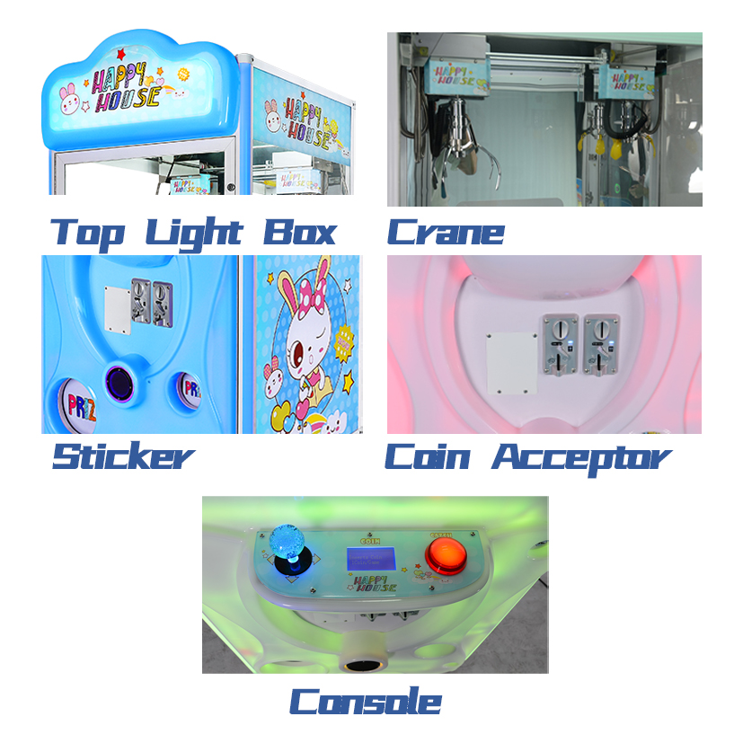 Coin Operated Game Middle Toy Plush Double Claw Crane Machine "Happy ...