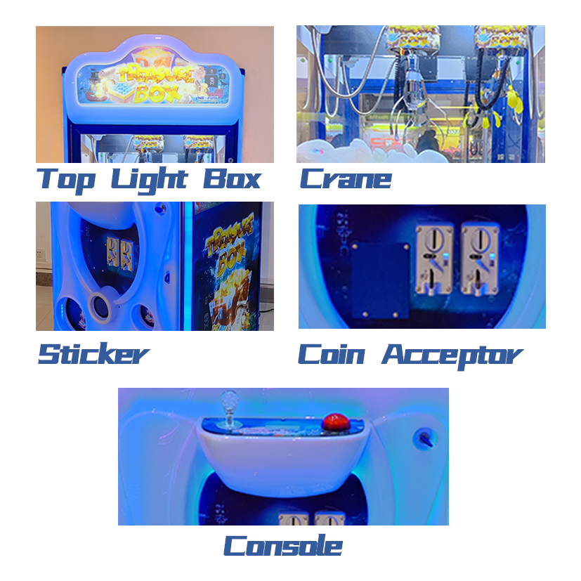 Coin Operated Game Middle Toy Plush Double Claw Crane Machine "Treasure ...