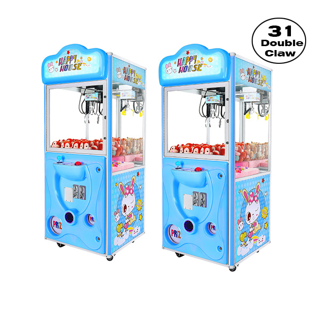 Coin Operated Game Middle Toy Plush Double Claw Crane Machine "Happy ...