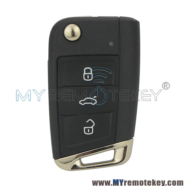 5G0 959 752 AB flip remote car key 3 button 433Mhz Megamos AES ...