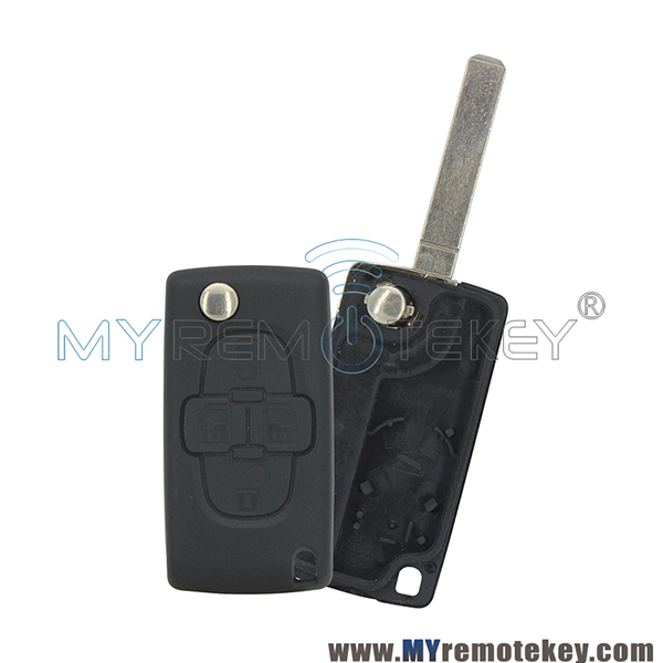 For Peugeot Citroen flip remote key case 4 button HU83