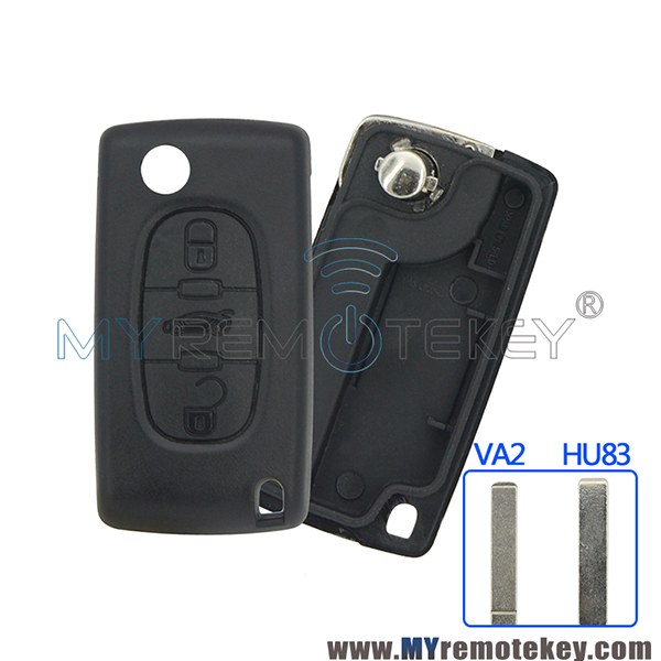 CE0523 Flip remote key shell case for Citroen Peugeot 3 button middle ...