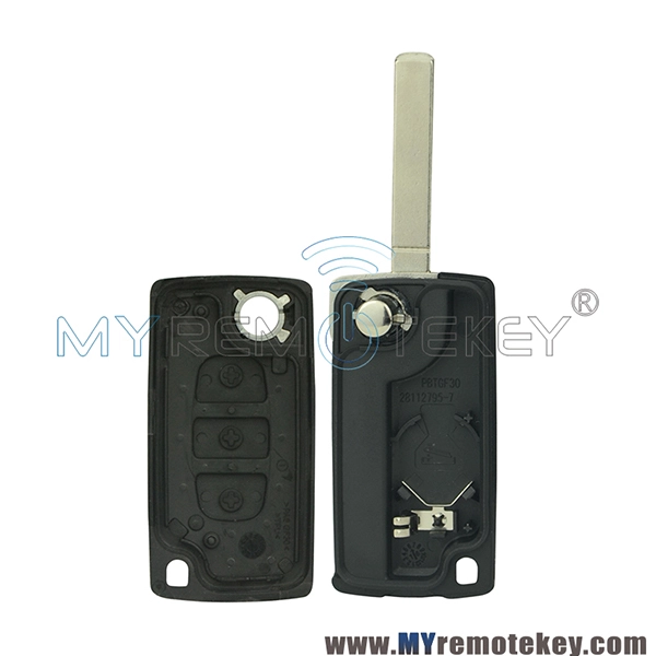 CE0536 Flip remote key shell case for Citroen Peugeot 3 button VA2 ...