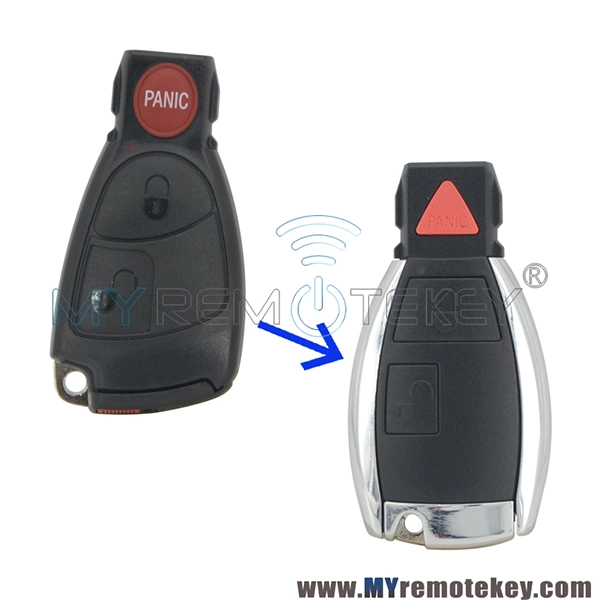 New Refit smart key shell case 2 button with panic for for Mercedes ...